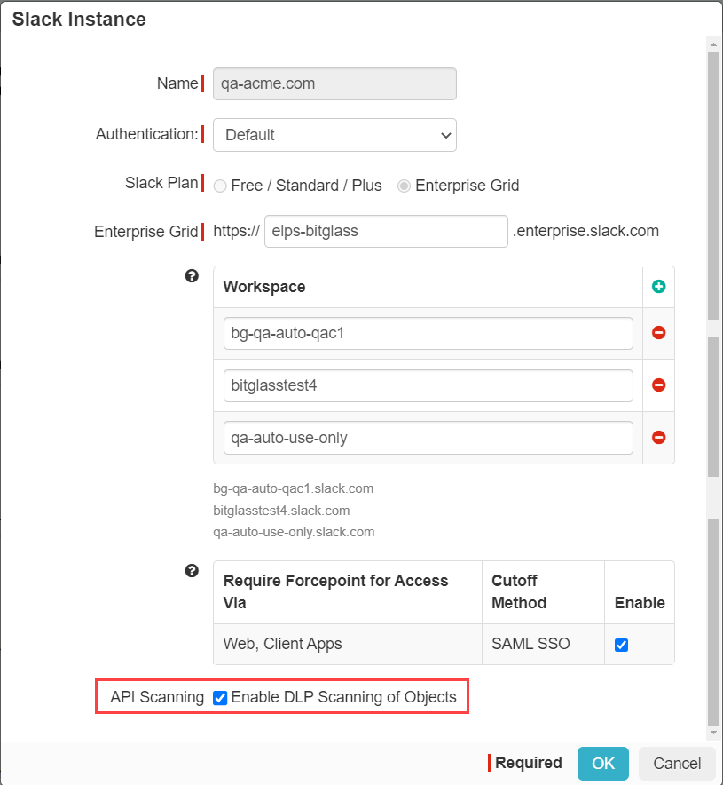 Enabling API scanning for Slack